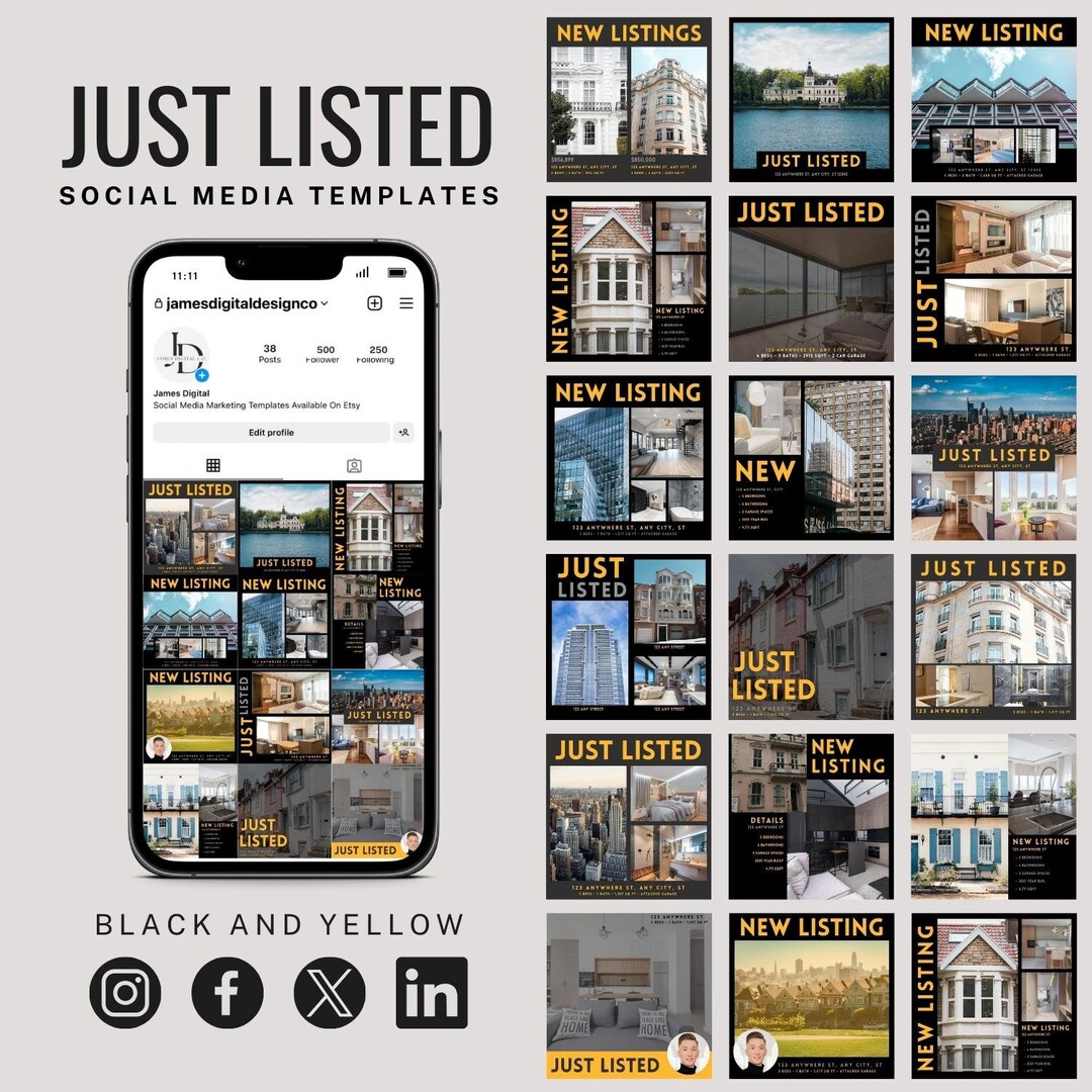 Just Listed Real Estate Social Media Posts Instagram Marketing ...