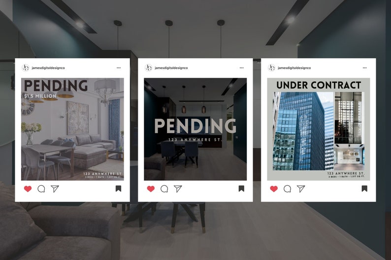 Pending Real Estate Social Media Posts Instagram Marketing Templates ...