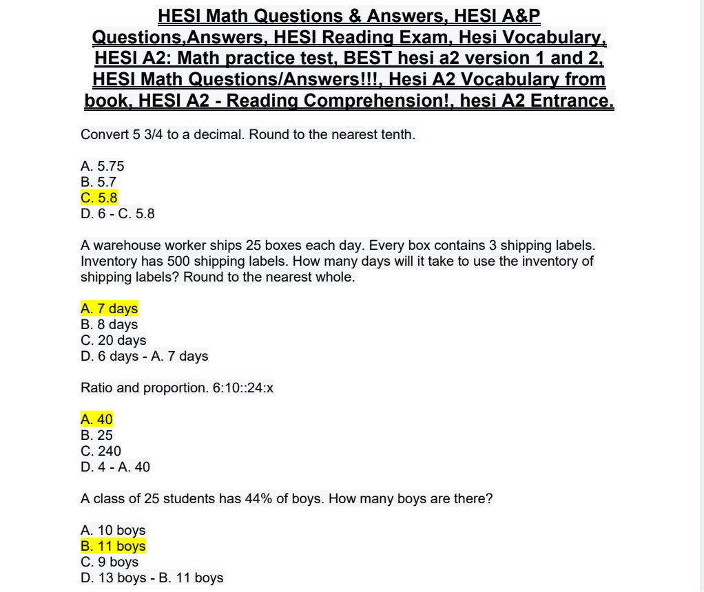 HESI A2 ENTRANCE Study Guide All Topics Etsy