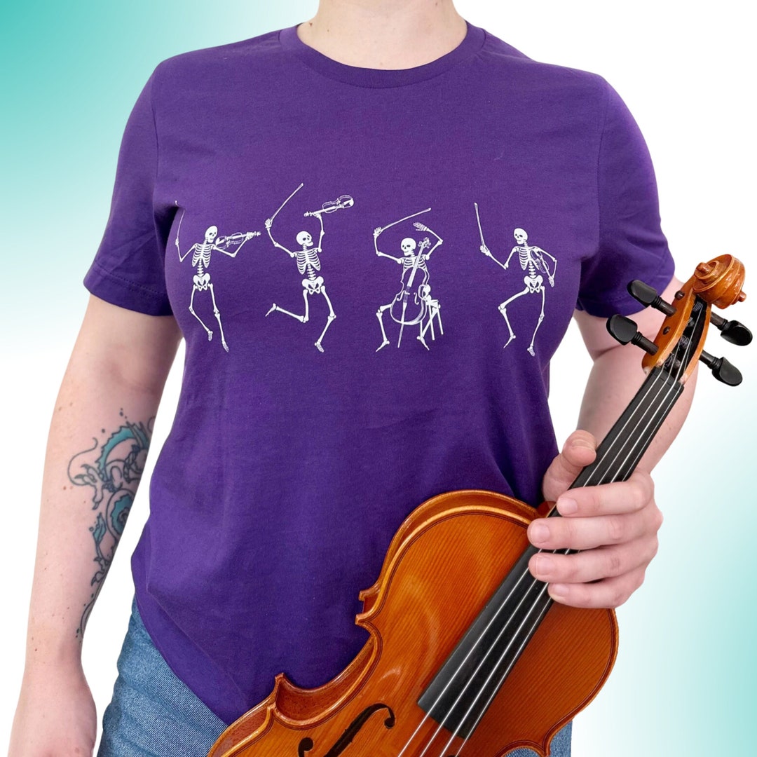Funny Halloween Skeleton String Quartet Music Teacher Shirt, Orchestra ...