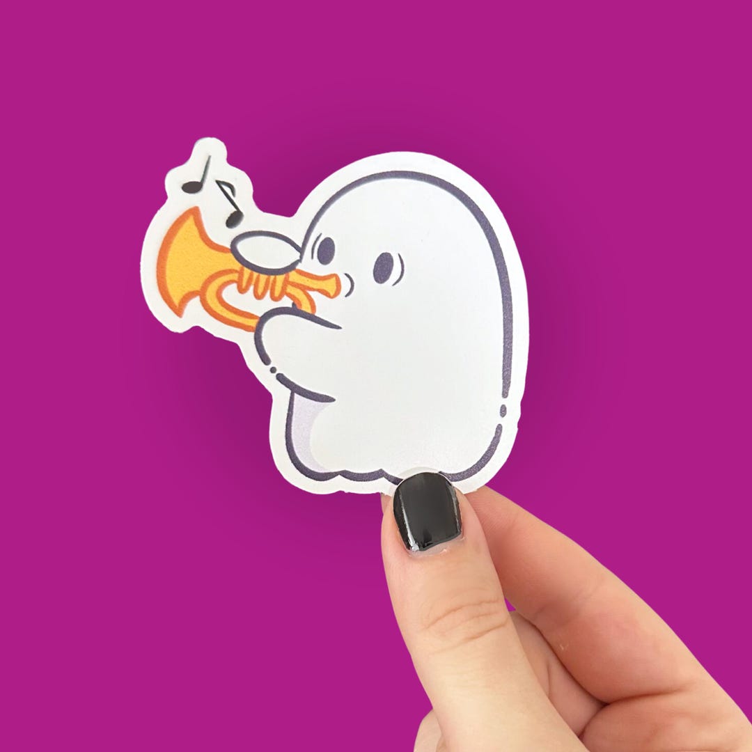 Cute Spooky Ghost Sticker for Trumpet Player, Brass Instrument ...