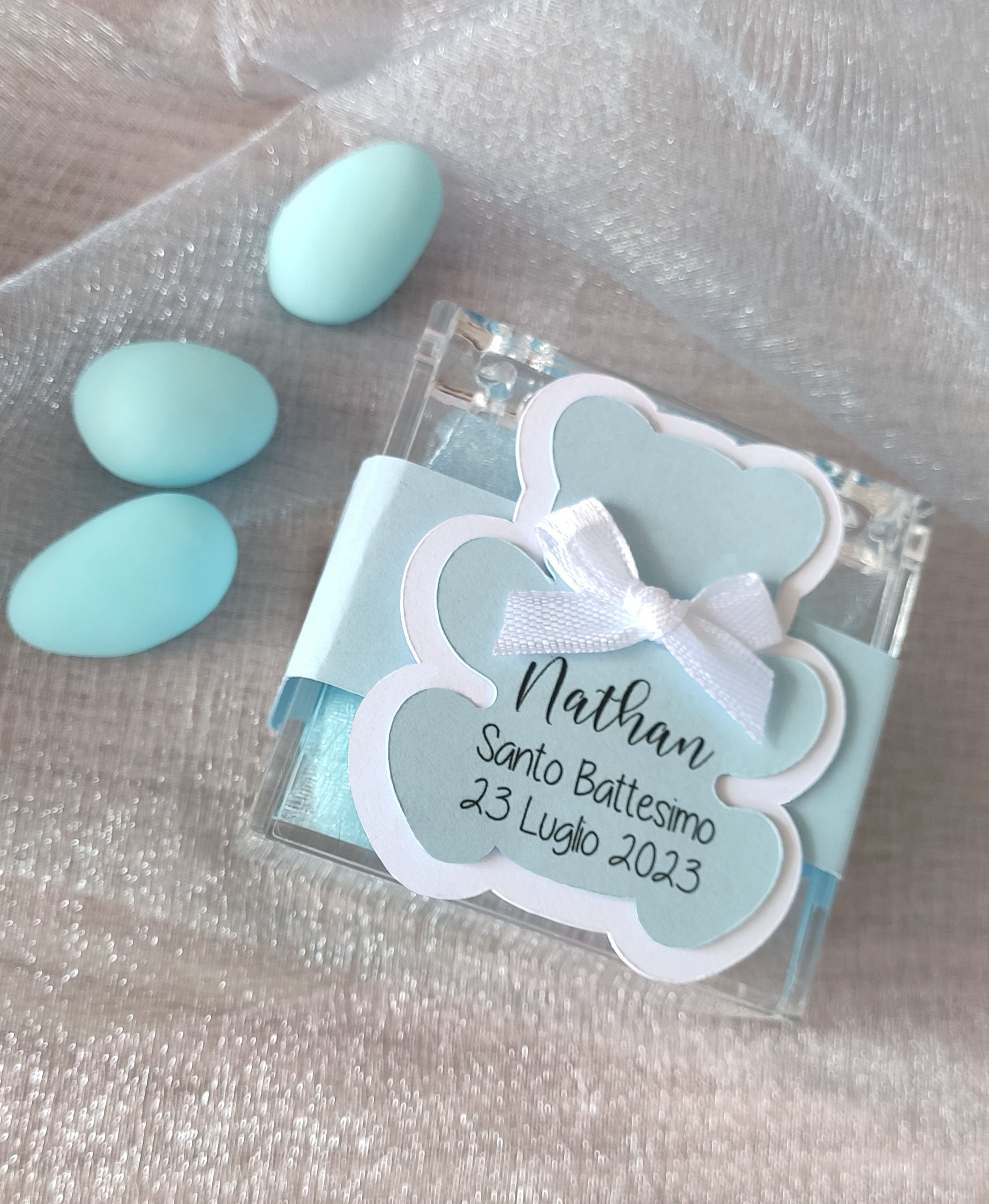 Plexiglass Box With Teddy Bear, Baptism Favor, Birth, Boy and Girl ...