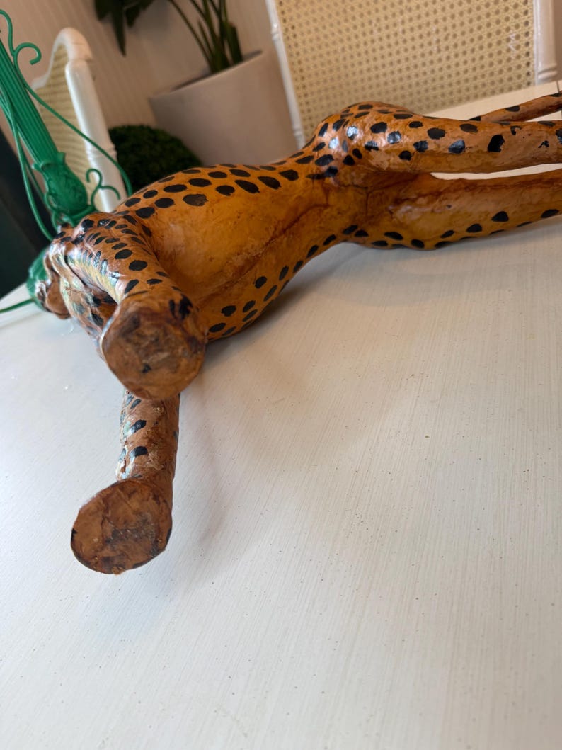 Vintage Paper Mache Leopard Statue: Hand Painted Safari Decor - Etsy