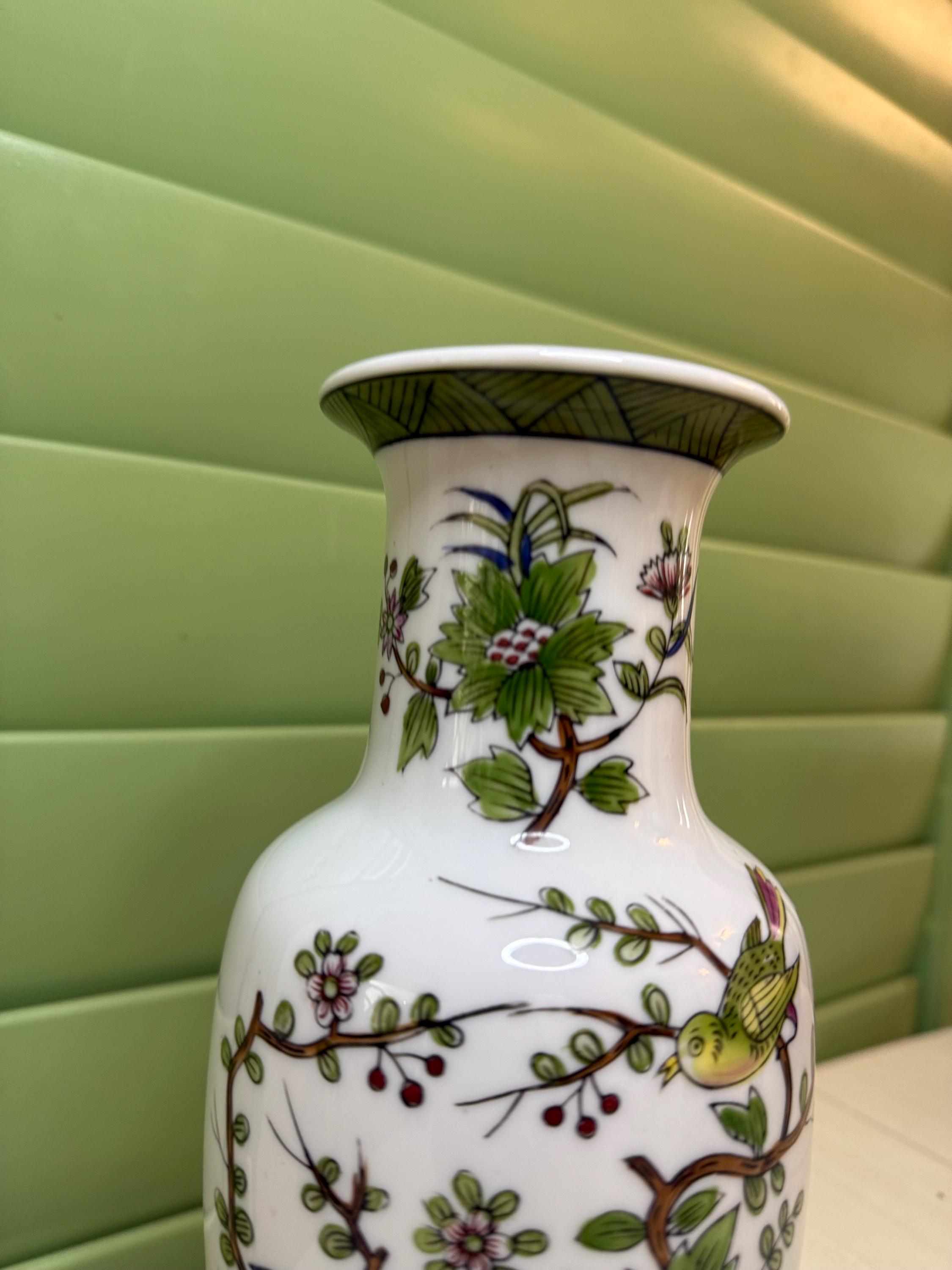Vintage Samford Japan Chinoiserie Bird and Floral Porcelain Vase, Green ...