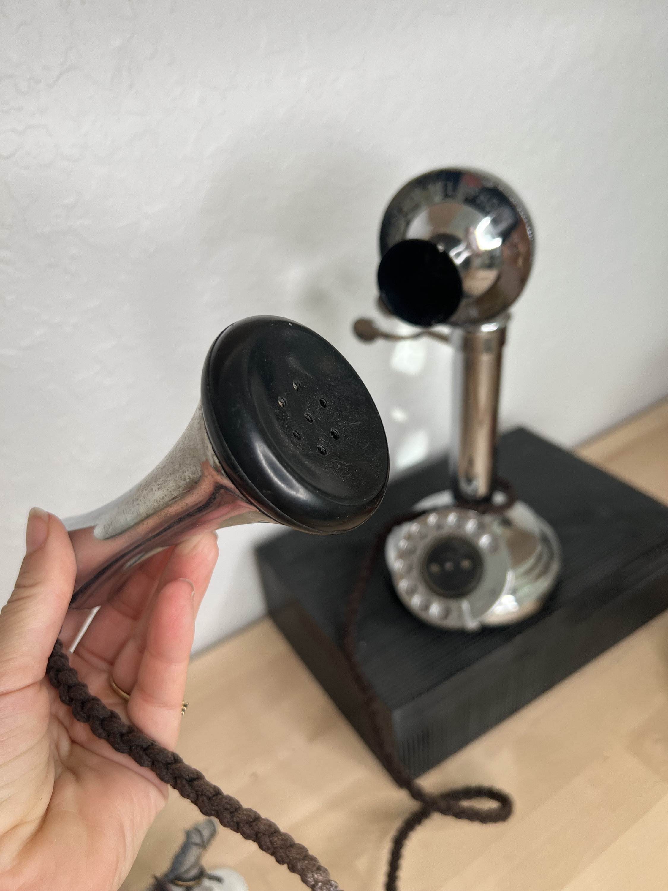 Vintage Rotary Candlestick Telephone, Black and Chrome Vintage Phone - Etsy