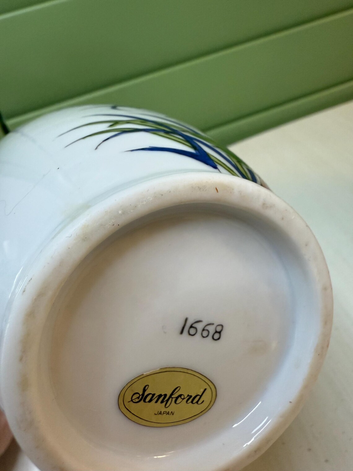 Vintage Samford Japan Chinoiserie Bird and Floral Porcelain Vase, Green ...