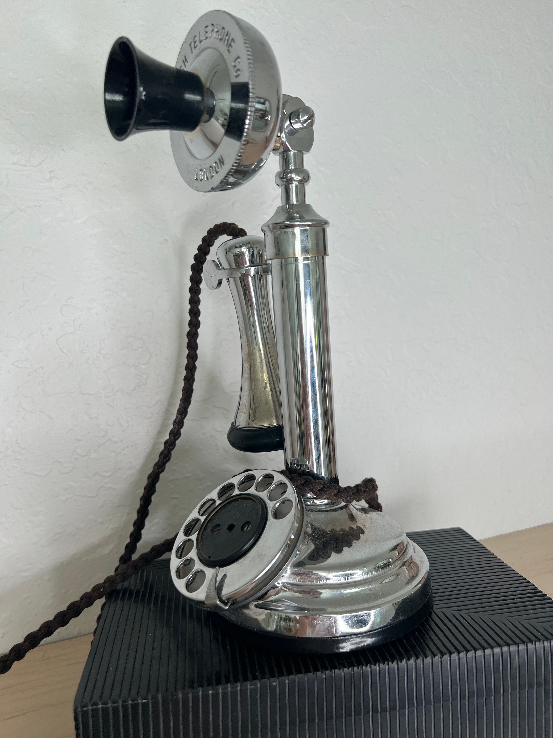 Vintage Rotary Candlestick Telephone, Black and Chrome Vintage Phone - Etsy