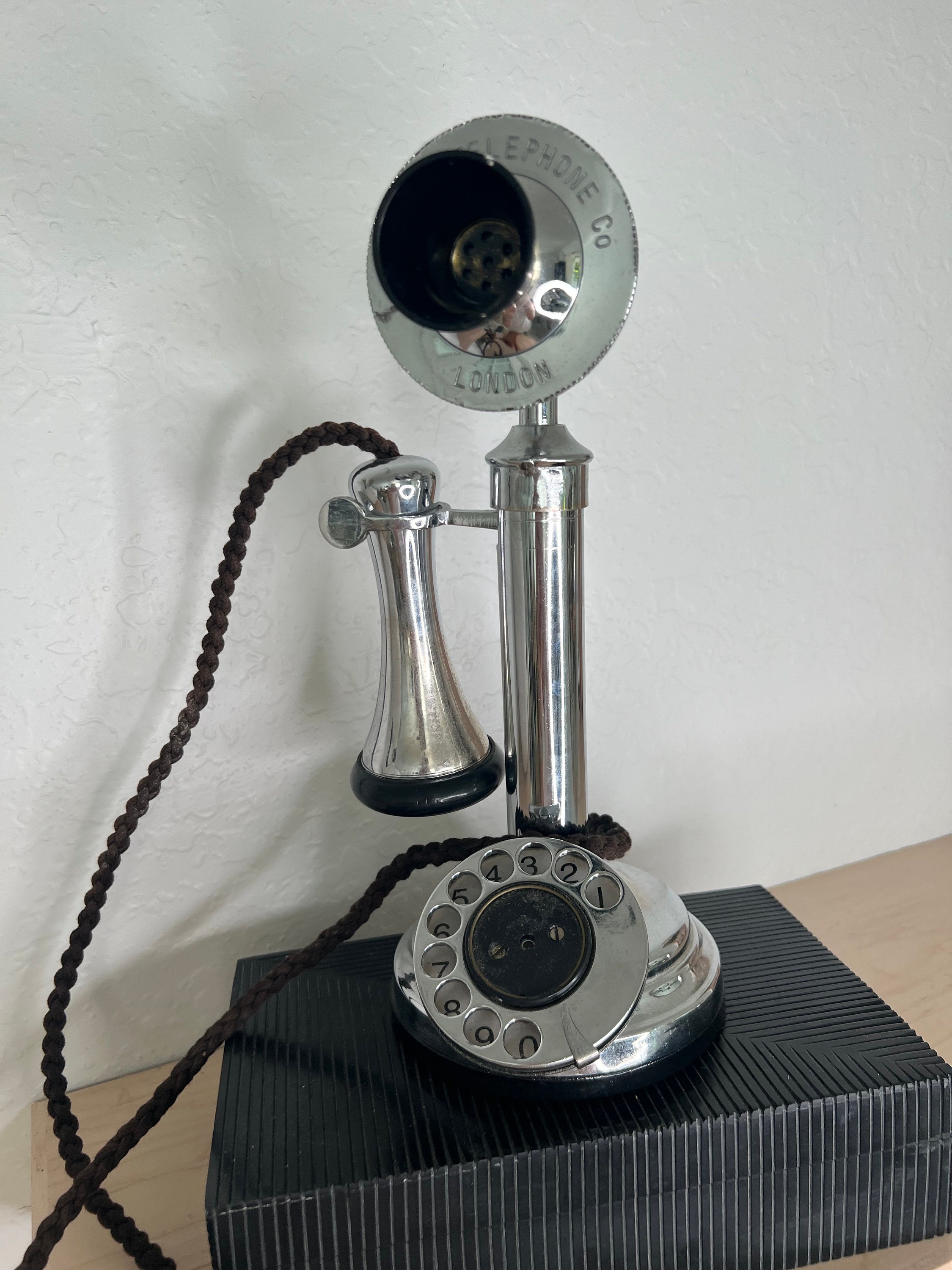 Vintage Rotary Candlestick Telephone, Black and Chrome Vintage Phone - Etsy