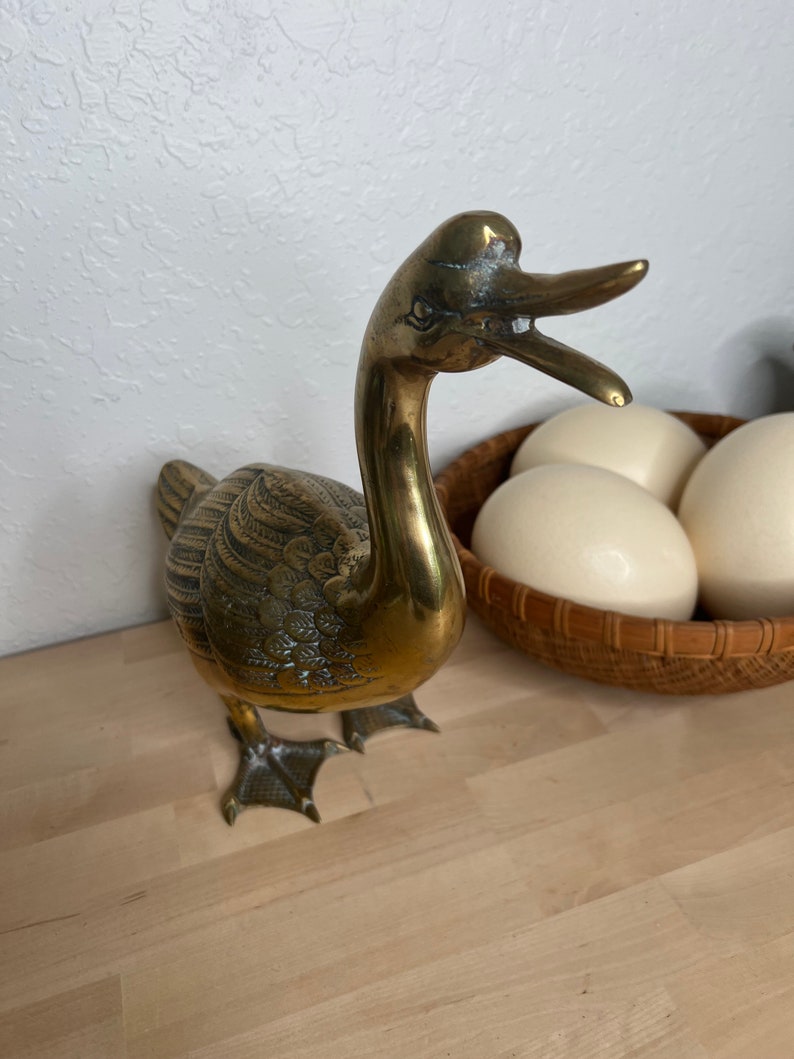 Brass Duck, Brass Ducks, Vintage Brass Duck, Mid Century Modern Solid ...