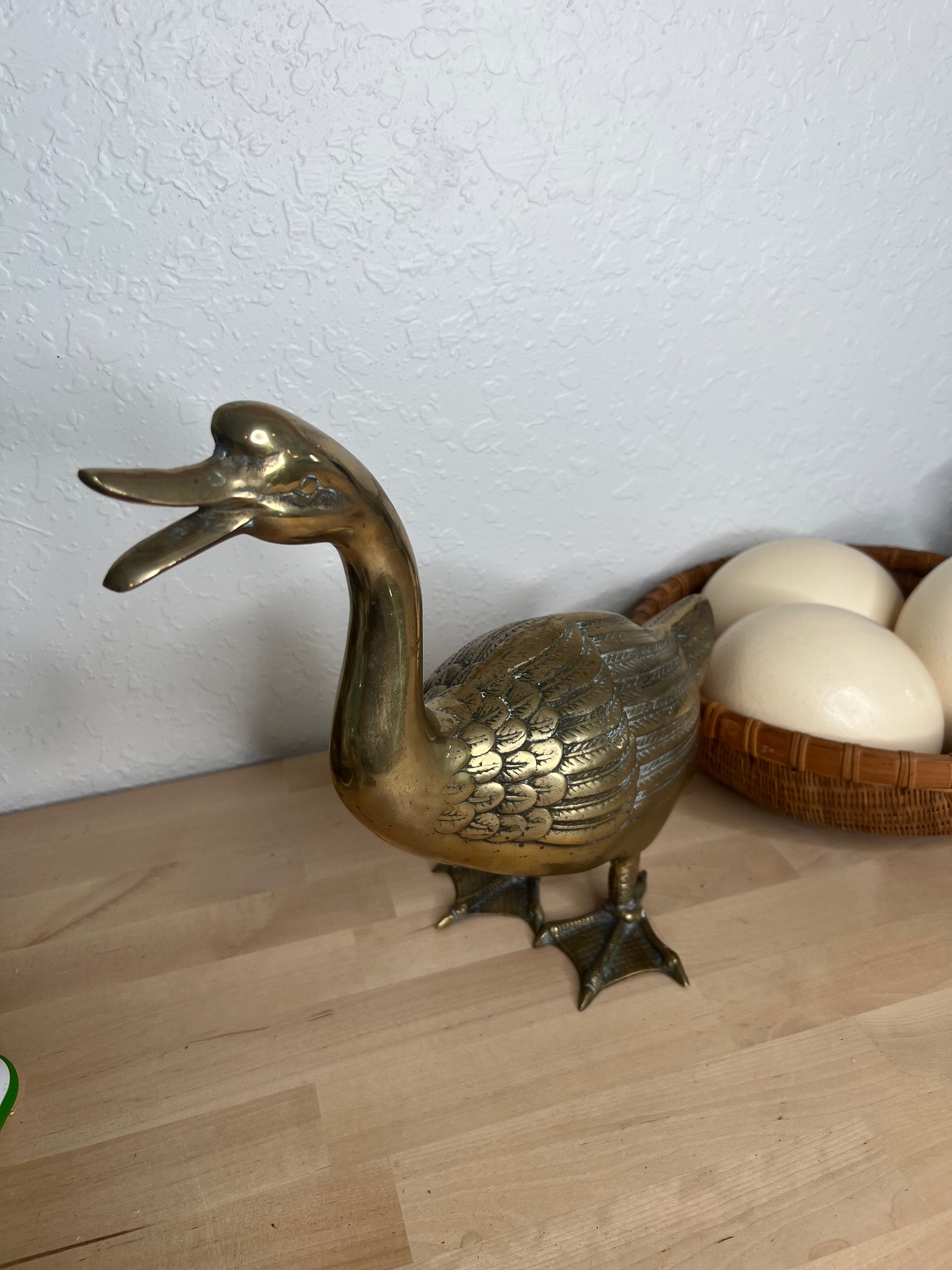 Brass Duck, Brass Ducks, Vintage Brass Duck, Mid Century Modern Solid ...