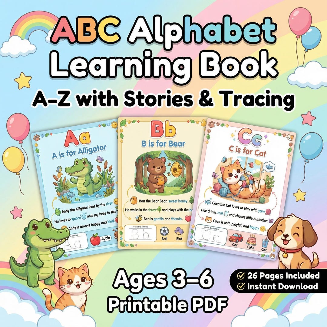 Alphabet Learning Book A-Z – Stories, Tracing, Activities (PDF Download ...