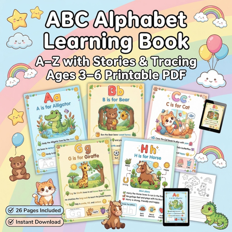 Alphabet Learning Book A-Z – Stories, Tracing, Activities (PDF Download ...