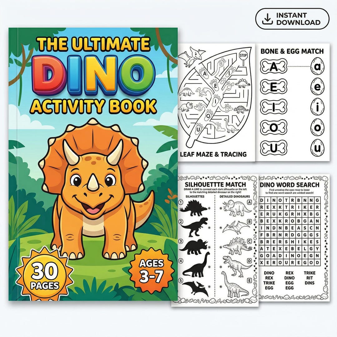 Dinosaur Alphabet Matching Activity Book, STEM Learning, Tracing ...