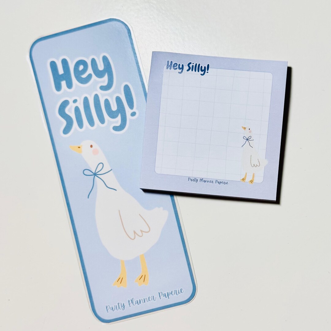 SMALL Stationery Set - 3x3 STICKY Notes and BOOKMARKER Set Hey Silly ...