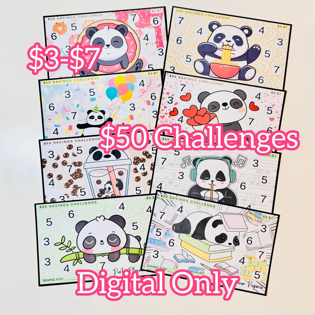 DIGITAL FILE ONLY - Panda 50 Dollar Challenges Bundle - 8 Medium ...