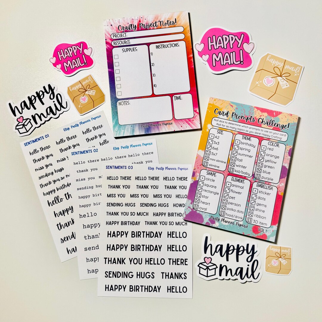 CRAFTY CARDMAKERS Stationery Bundle - 2 Notepads + 3 Sentiment Sticker ...