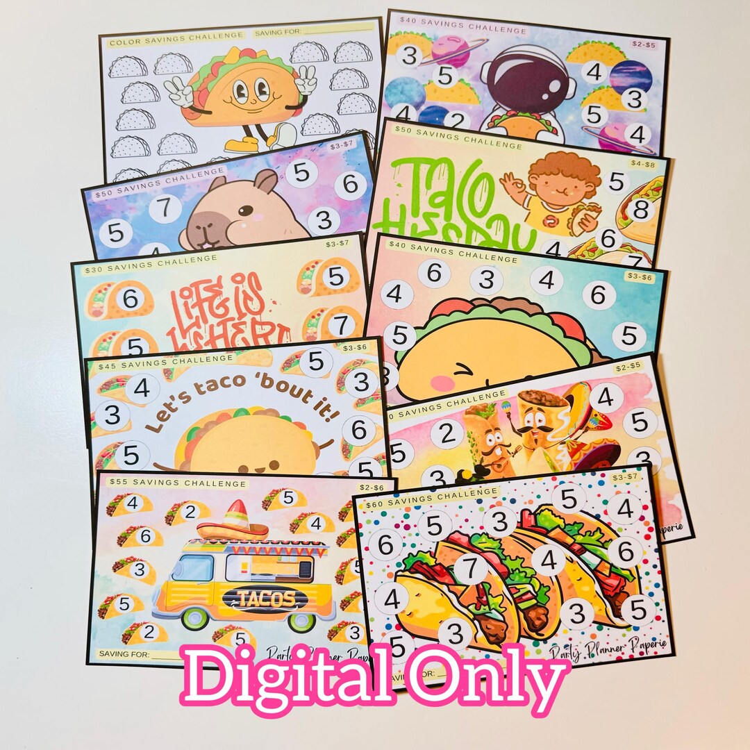 DIGITAL FILE ONLY - Tacos Bundle - 10 A5 Savings Challenges Bundle ...