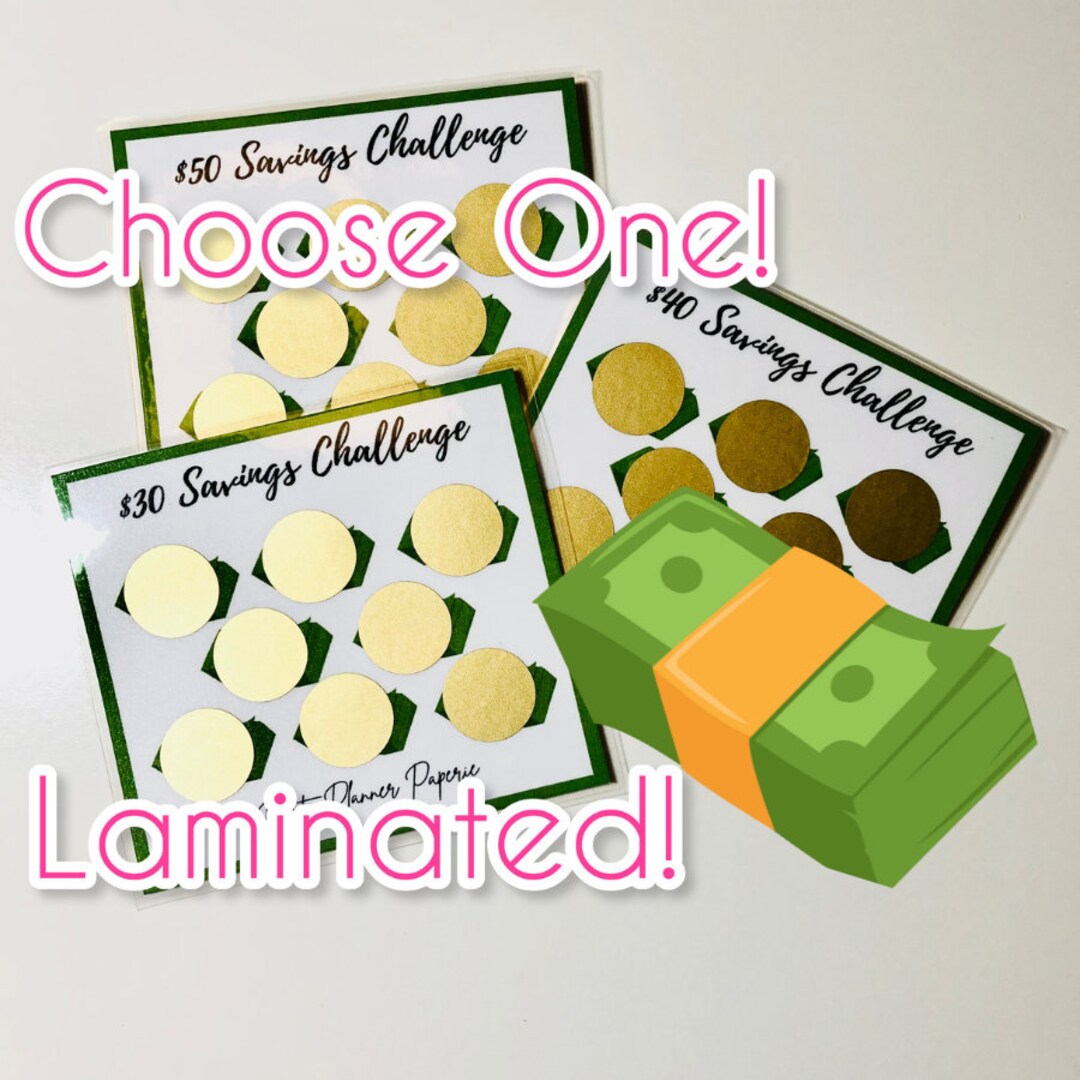MINI Savings Challenge Scratcher Cash Mini Scratcher 30 40 50 Dollars ...