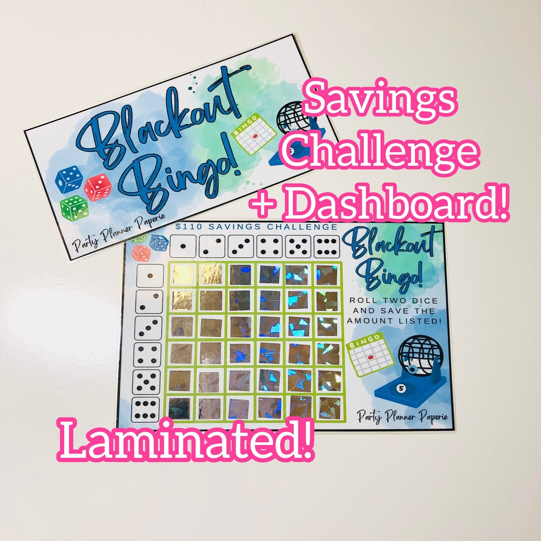 Laminated A5 Blackout Bingo Scratcher Savings Challenge + A6 Dashboard ...