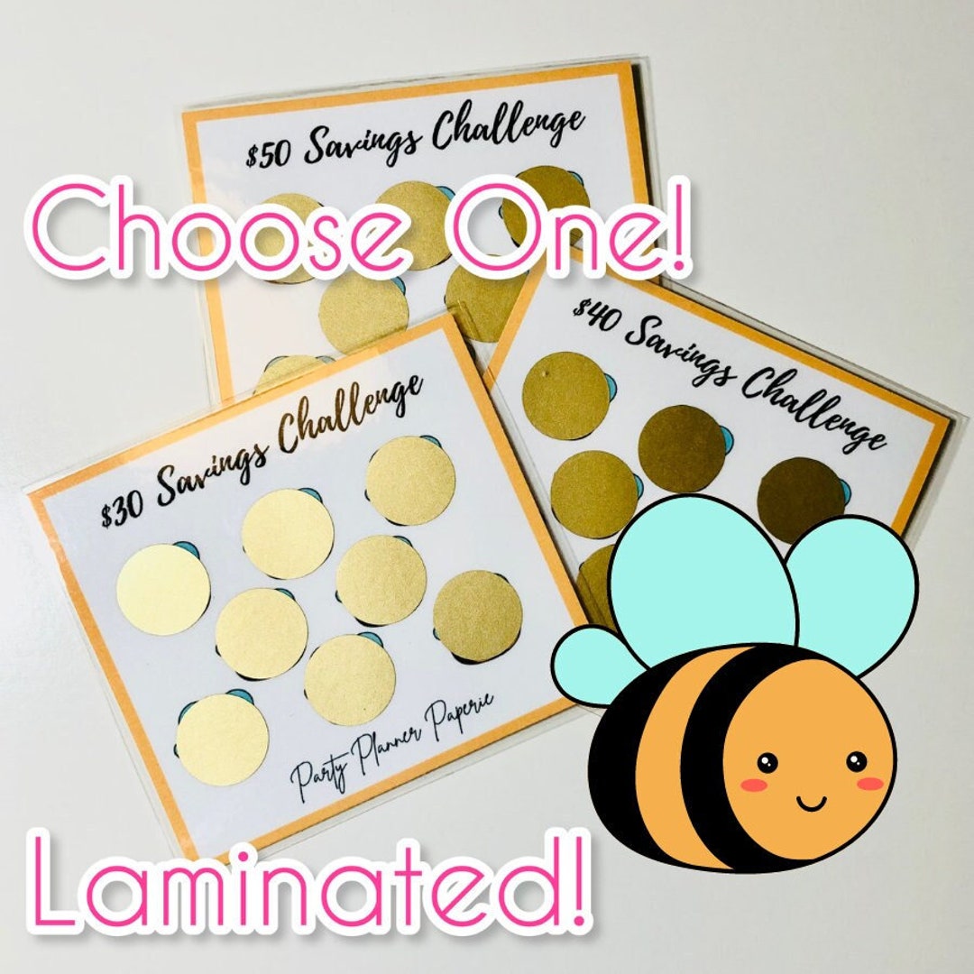 MINI Savings Challenge Scratcher - Bee Mini Scratcher 30 - 40 - 50 ...