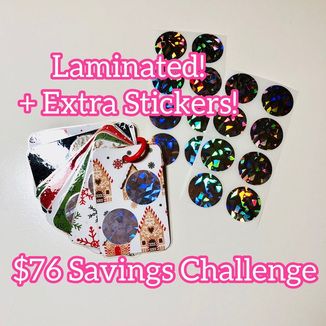 Laminated 76 Dollar Christmas Themed Mini Savings Challenge Scratchers ...
