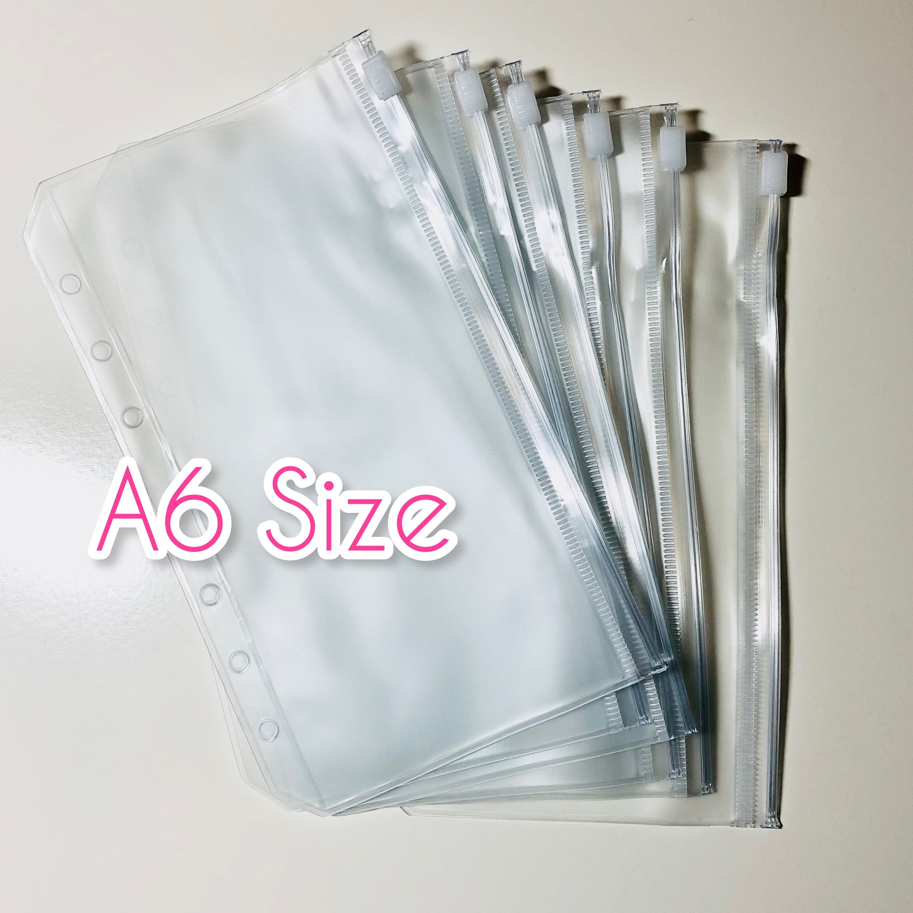 6 Count A6 Size Plastic Slider Envelopes With 6 Ring Hole Punched for ...