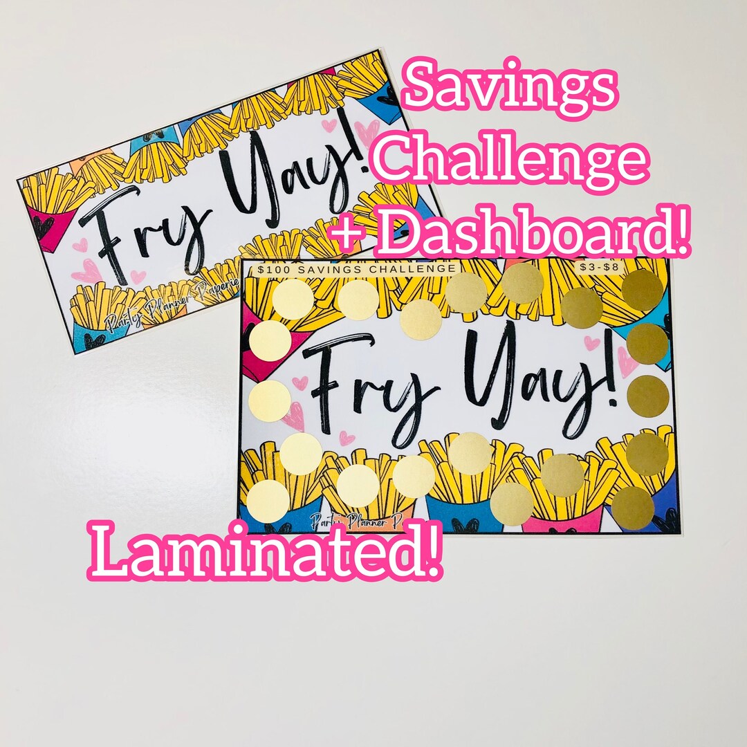 Laminated A5 Fry Yay! Scratcher Savings Challenge + A6 Dashboard - 100 ...