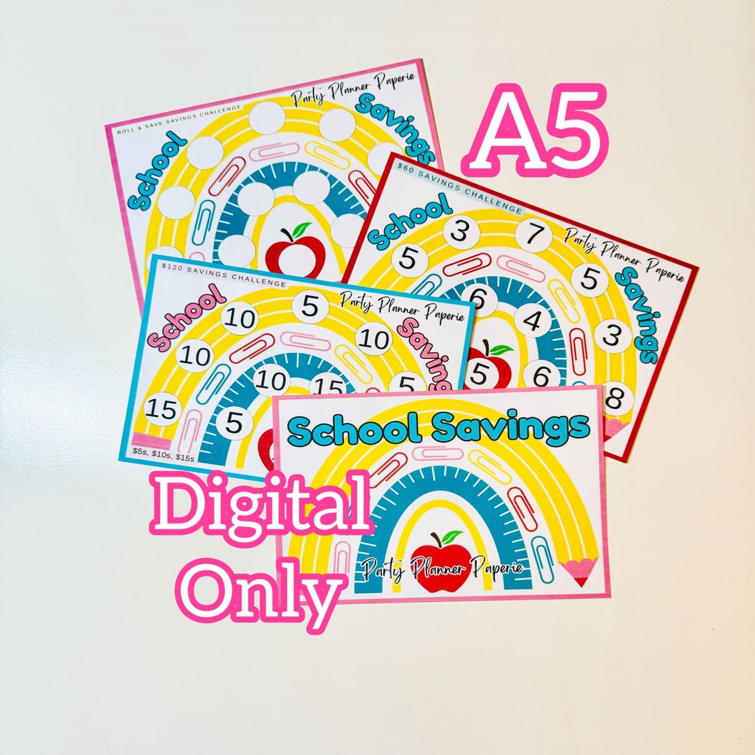 DIGITAL FILE ONLY School Savings Bundle 3 A5 Savings Challenges 1 A5 ...
