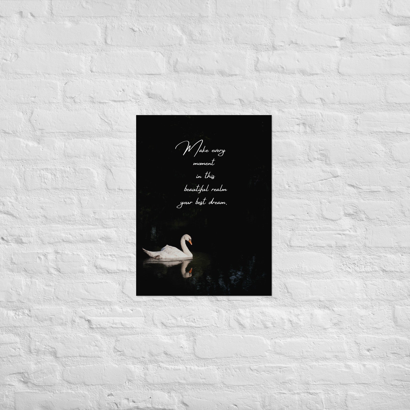 Beautiful Realm (black) Poster 18 X 24 Swan, Dreamy Inspirational ...