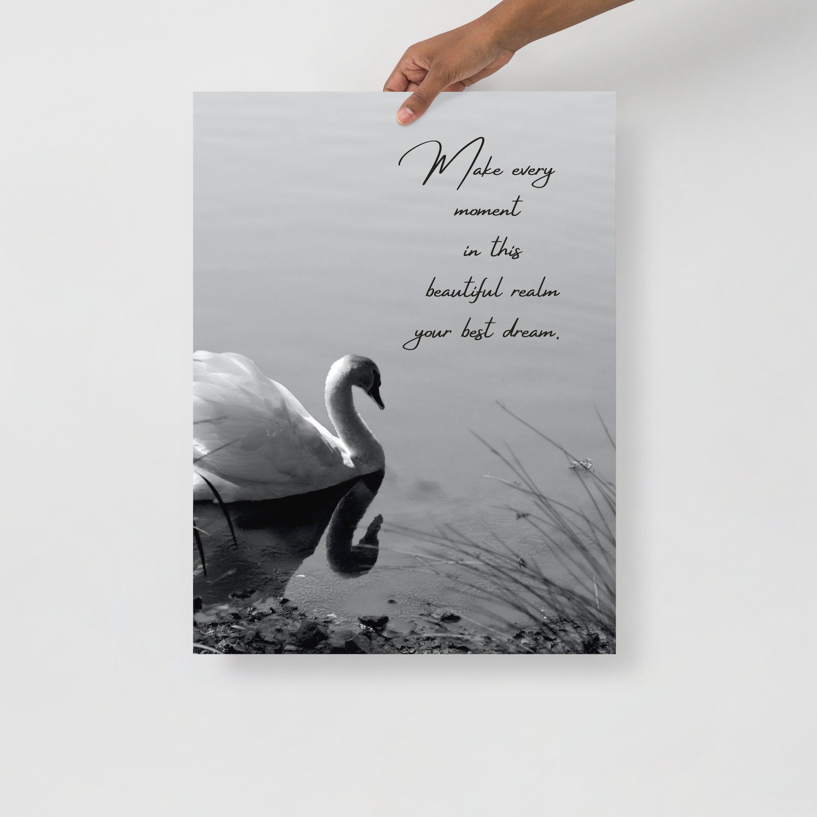 Beautiful Realm (white) Poster 18 X 24 Swan, Dreamy Inspirational ...