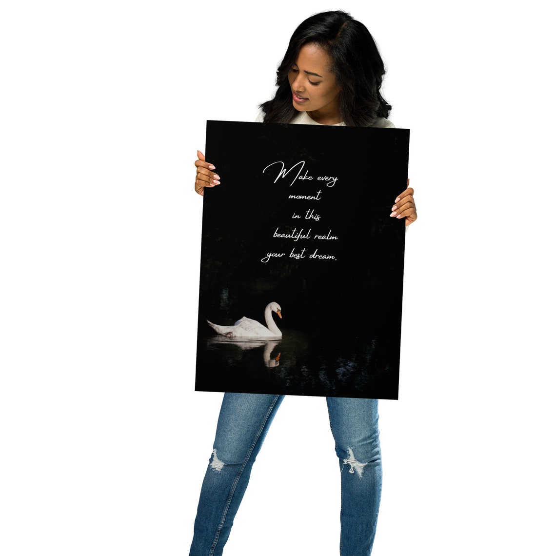 Beautiful Realm (black) Poster 18 X 24 Swan, Dreamy Inspirational ...