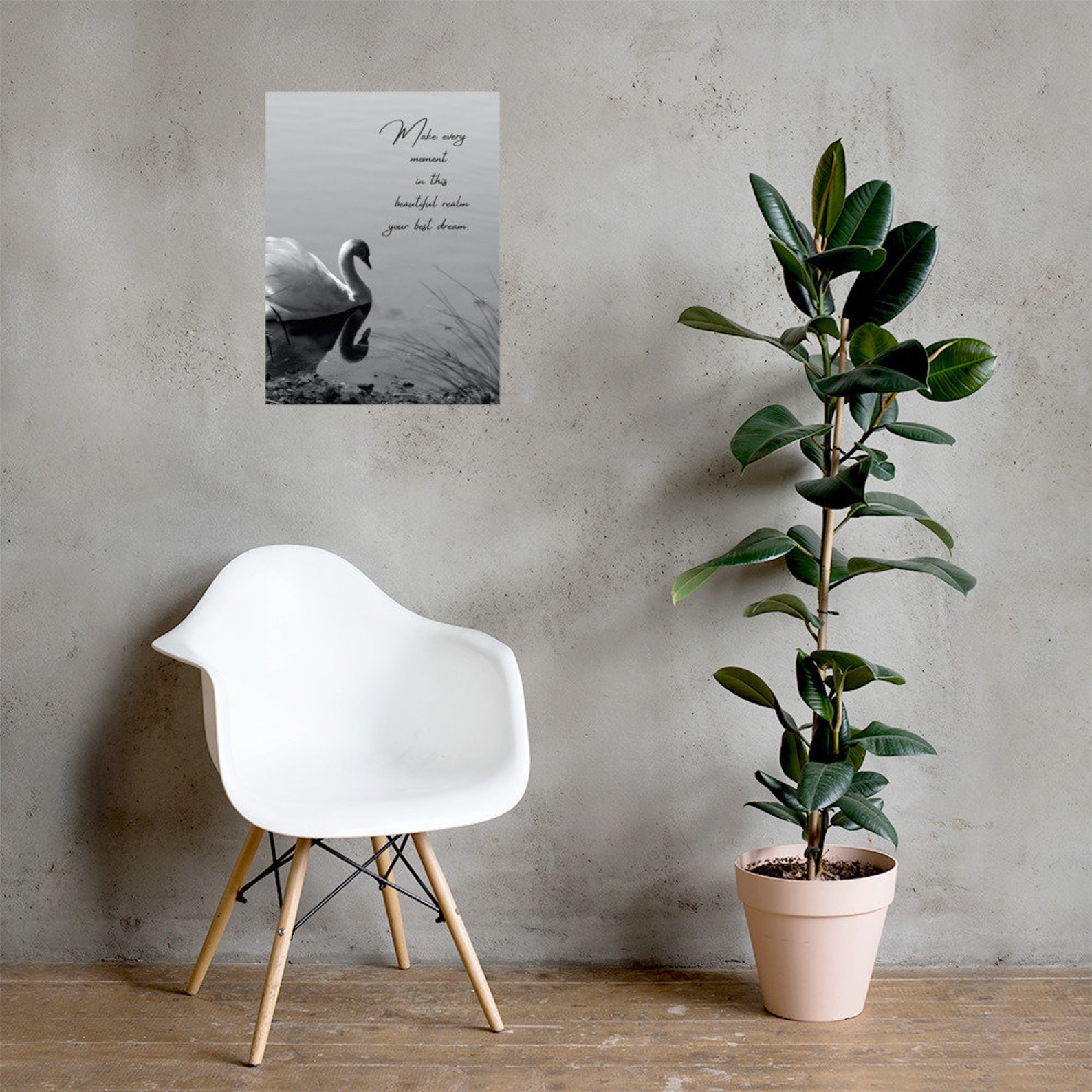 Beautiful Realm (white) Poster 18 X 24 Swan, Dreamy Inspirational ...