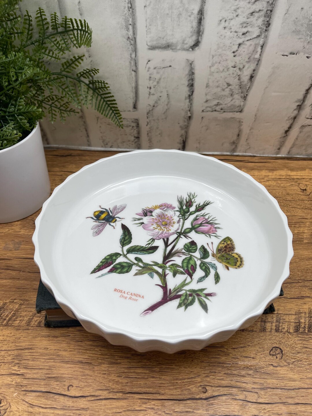 Portmeirion Tart Quiche Pie Dish Pan ROSA CANINA Dog Rose Botanic ...