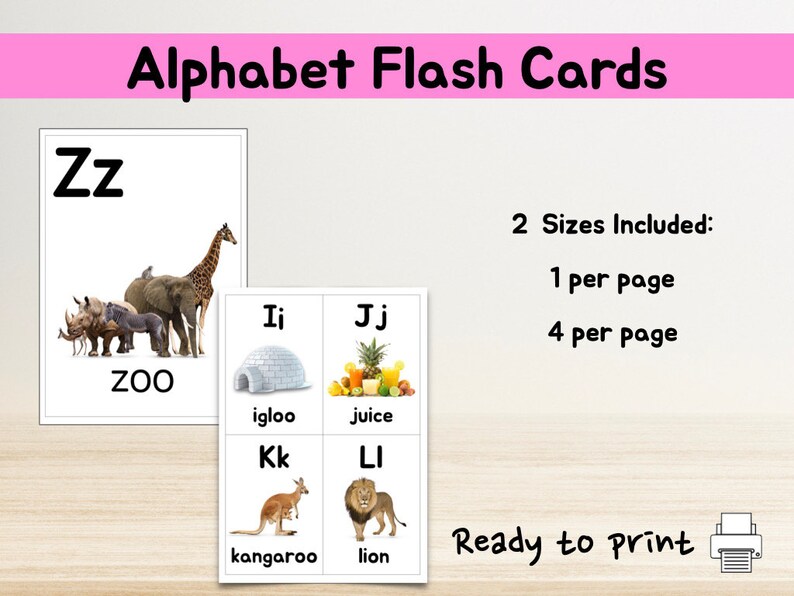 ABC Alphabet Flashcards Letters A-Z Printable | Classroom Display - Etsy