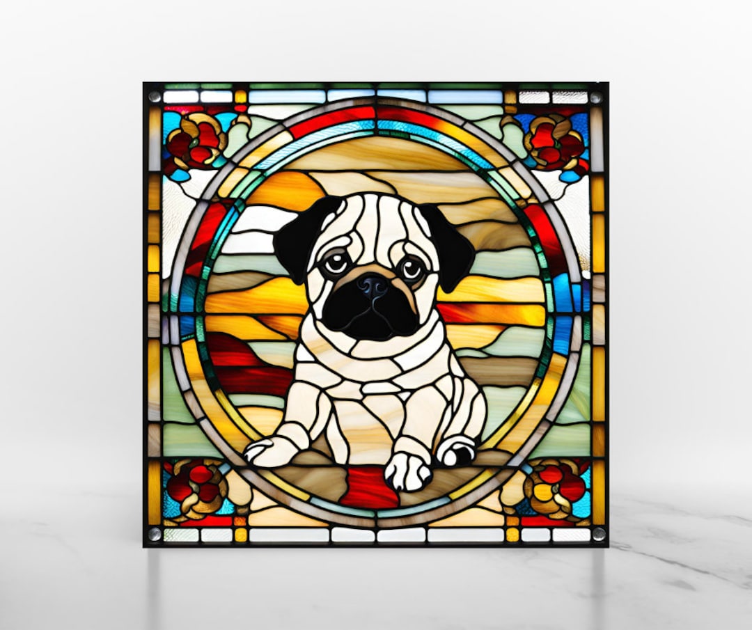 Pug Puppy Stained Glass Acrylic Prints Stained Glass/acrylic - Etsy