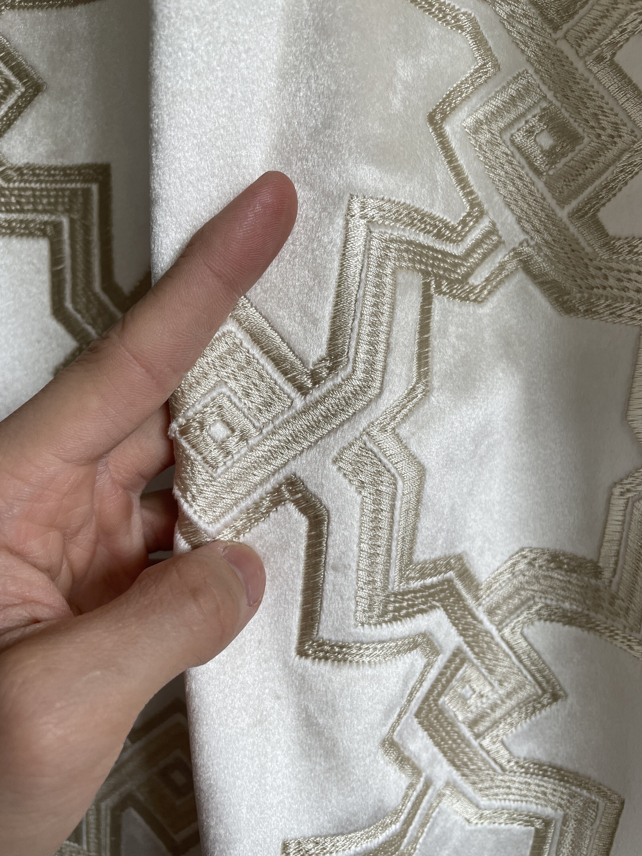 White Velvet Embroidered Curtains, Velvet Curtains, Beige Velvet ...