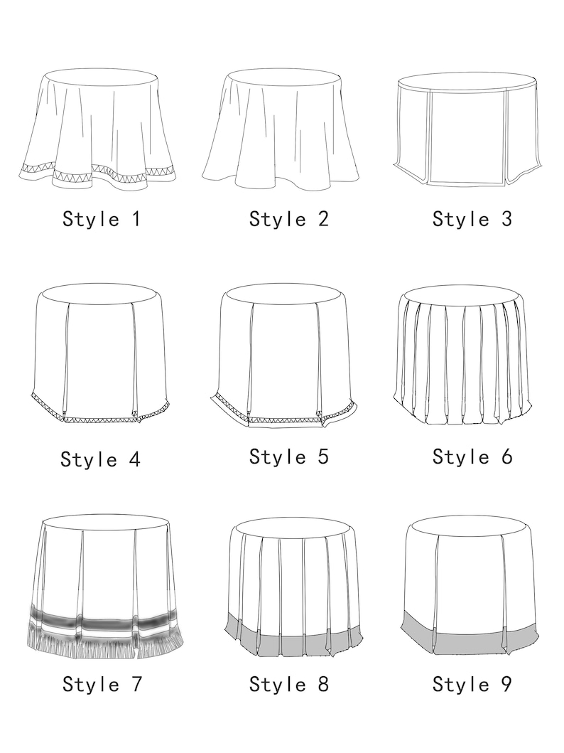 Round White Cotton Table Skirt, Custom Box Ruffle Tablecloth, Ivory ...