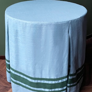 Blue Hexagon Colorblock Table Skirt, Custom Tablecloth, Geometric Table ...