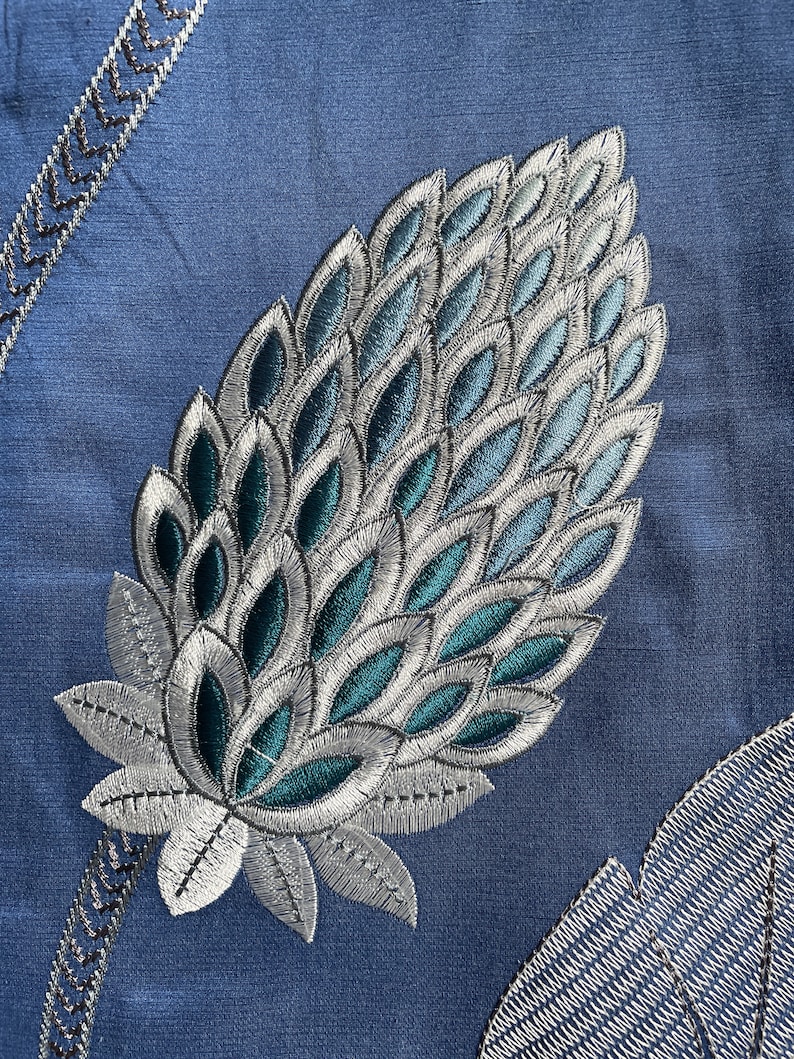 Designer Curtains, Blue Rayon Embroidered Curtains, Floral Embroidered ...