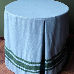 Blue Hexagon Colorblock Table Skirt, Custom Tablecloth, Geometric Table ...