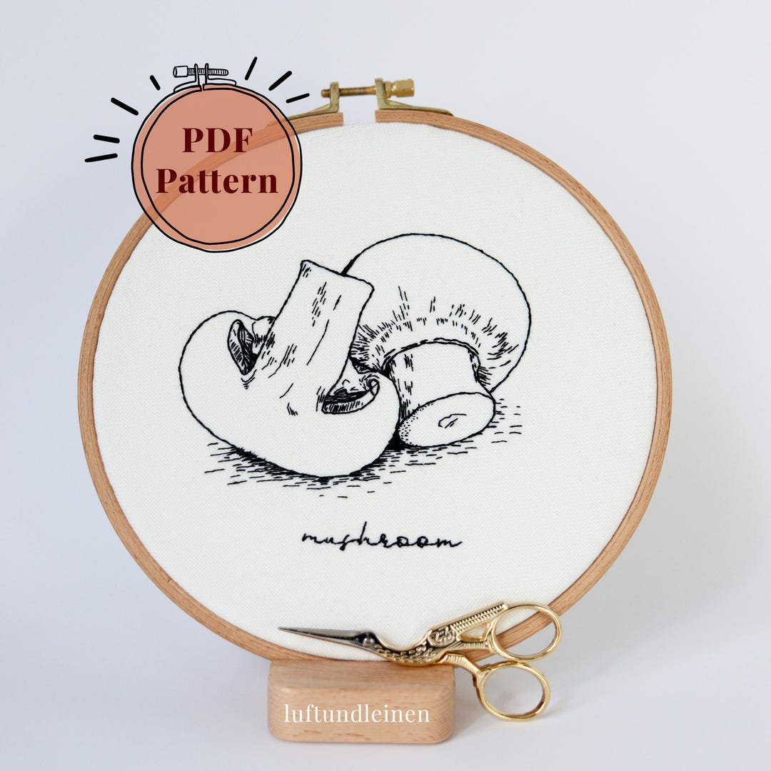 Mushroom Hand Embroidery PDF Pattern, Vegetable Embroidery PDF Pattern ...