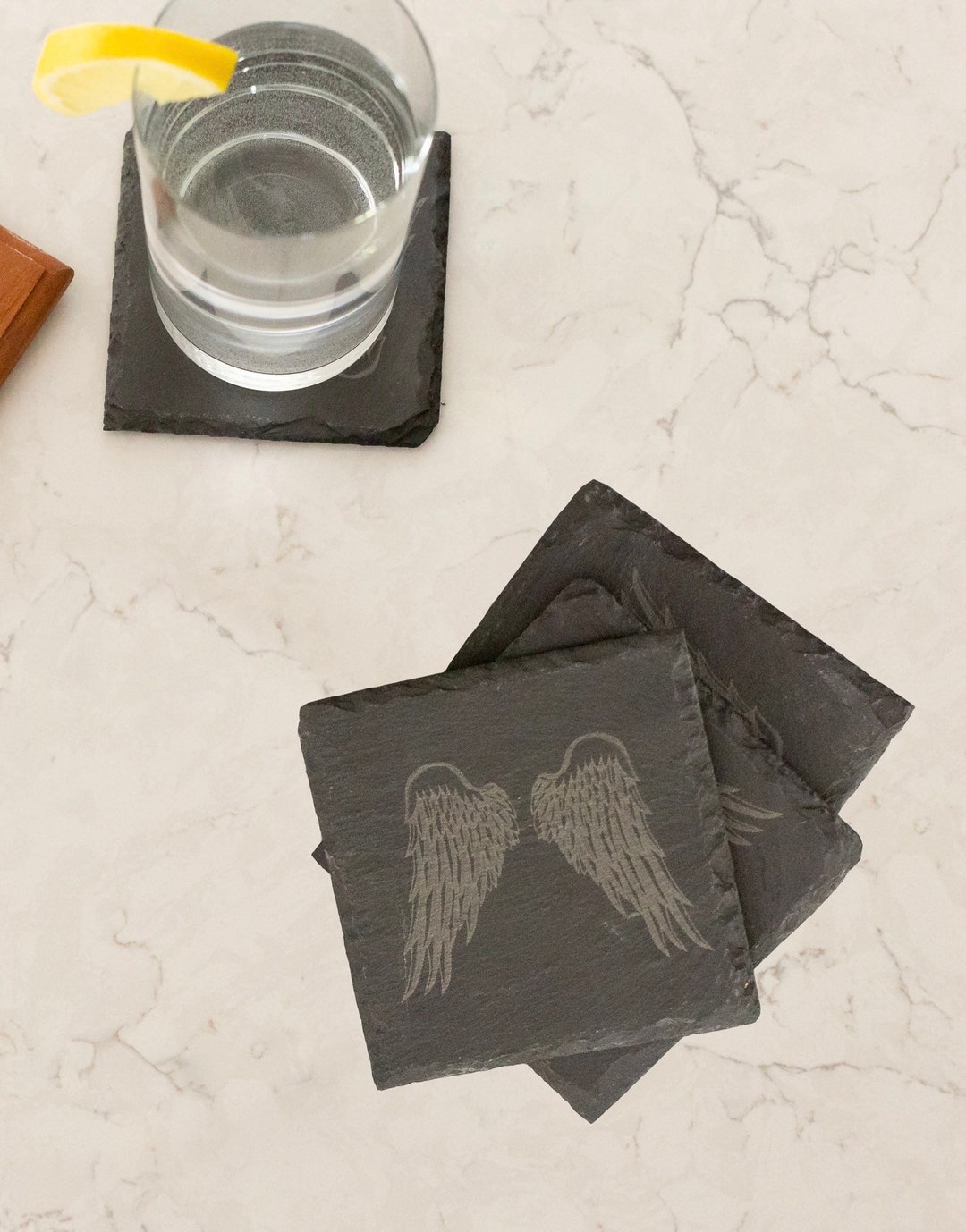 Angel Wings Slate Coasters Gift - Etsy