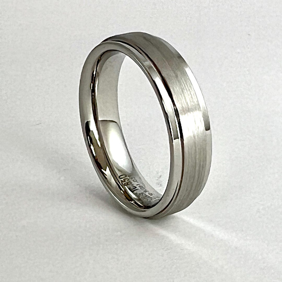 Triton Men's Tungsten Carbide TC 850 Comfort Fit Band Ring Silver Round. Size US 6、9.5 Black ...