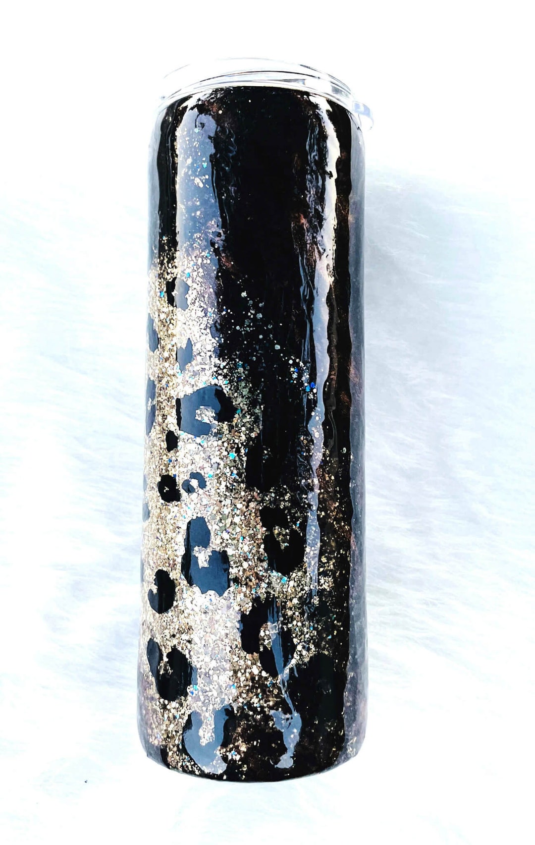 Black and Gold Leopard Print Marble Tumbler - Etsy