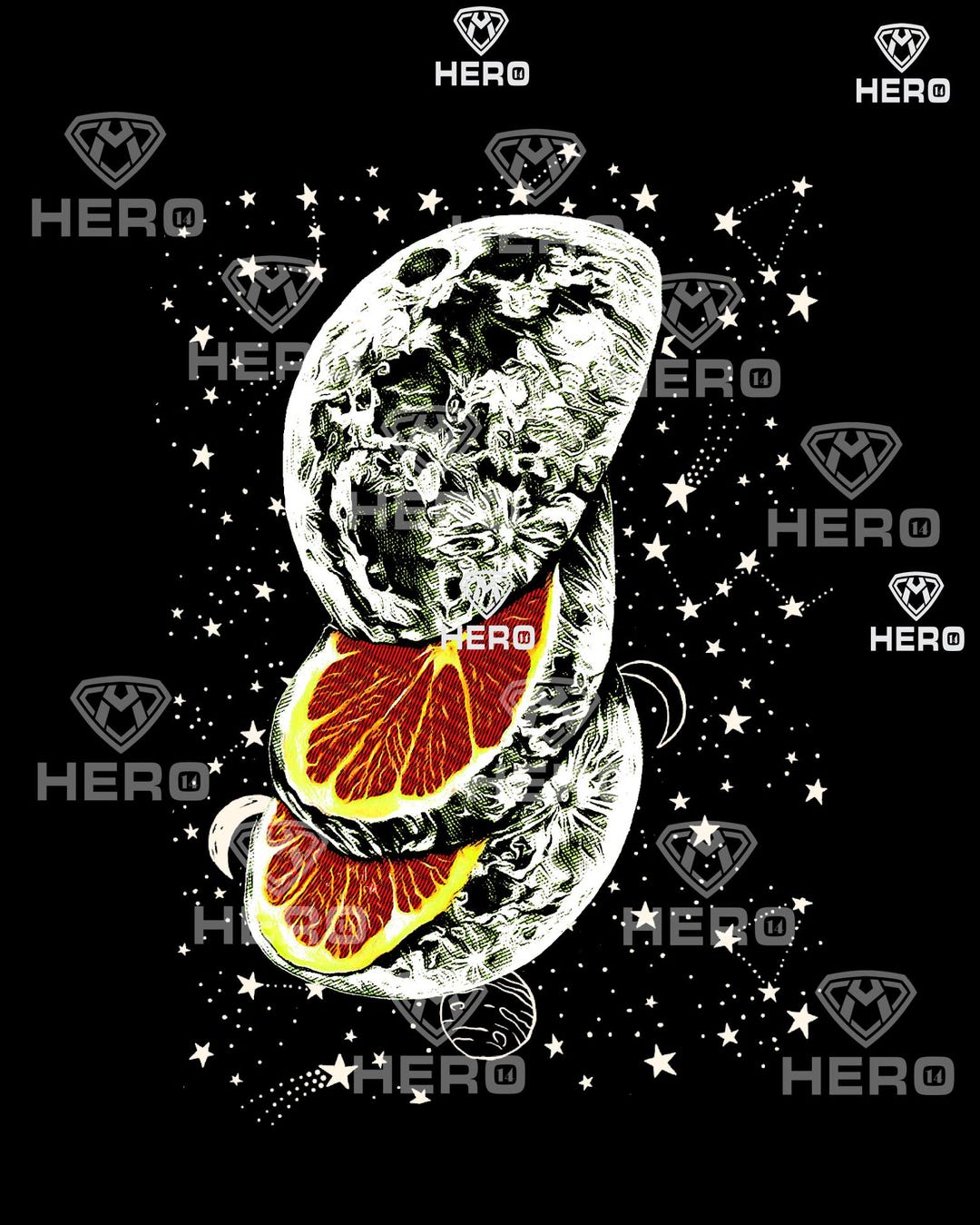 Full Moon and Stars in Space Moon Sliced Looks Like Fruit Cool Vintage ...