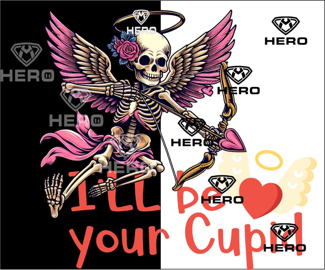Cupid Flying Angel Skeleton Gothic Skull Shooting His Arrow Fun ...