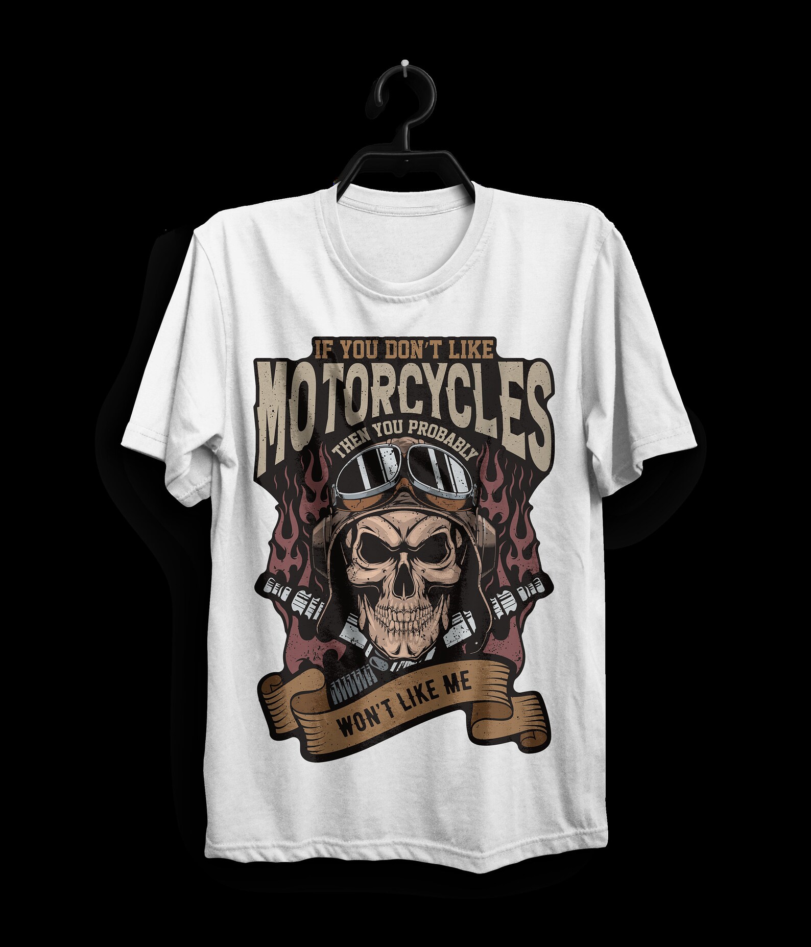 Biker Attitude Expressed Through Fiery Motorcycle Skull Design ...