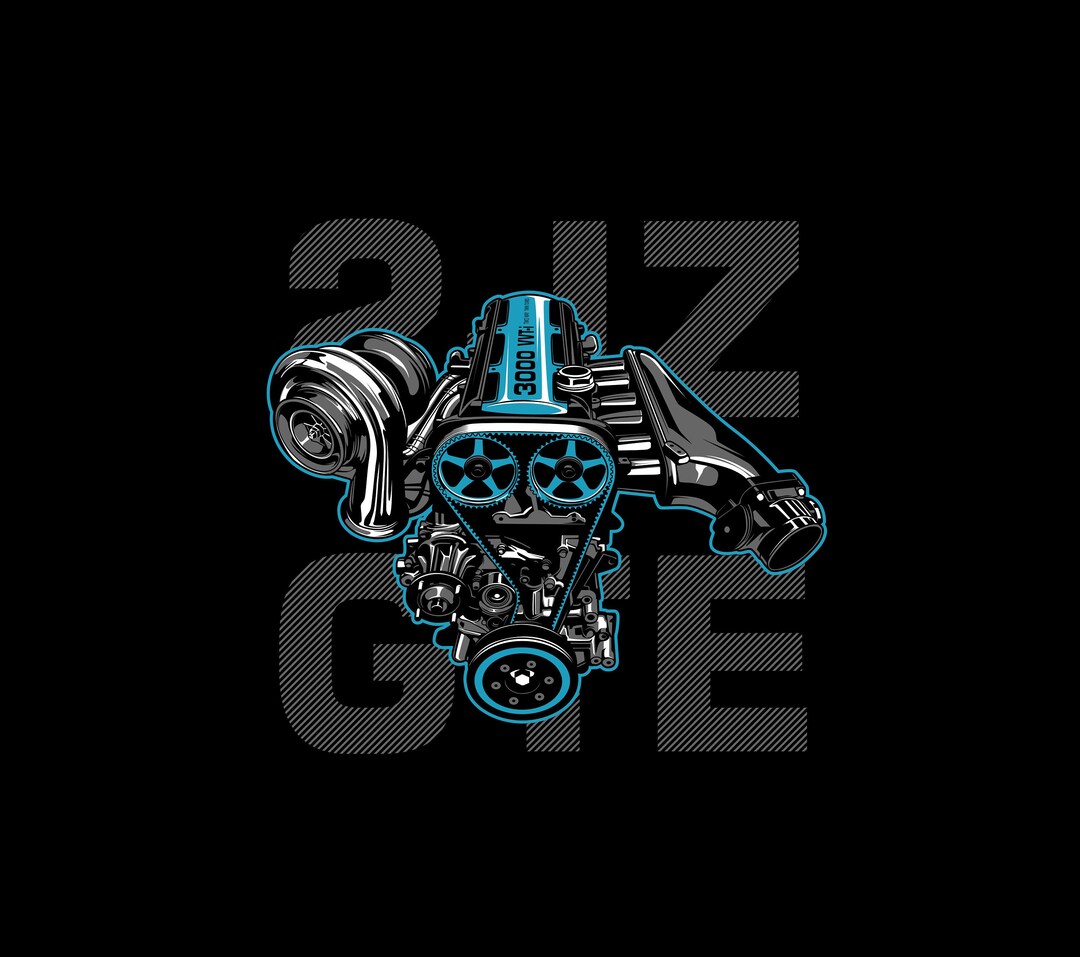 Cool Blue & White Car Engine Design Digital Download Car Engine Artwork ...