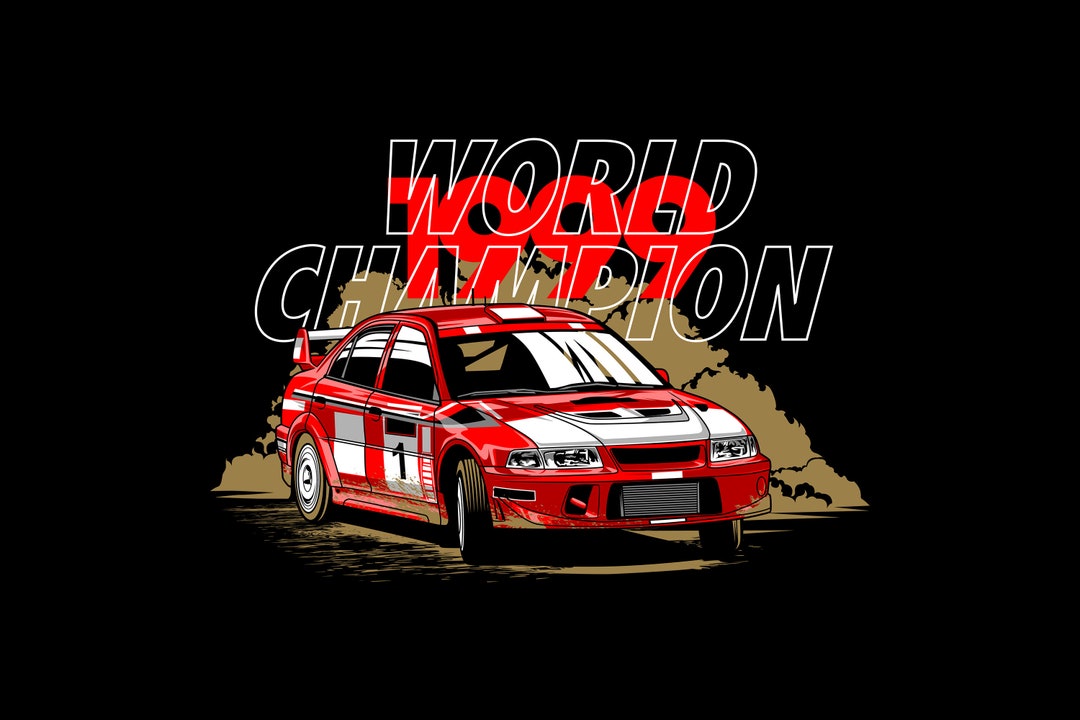 Vintage Rally Car Champion Graphic Tee Design Red Race Car Digital Art ...