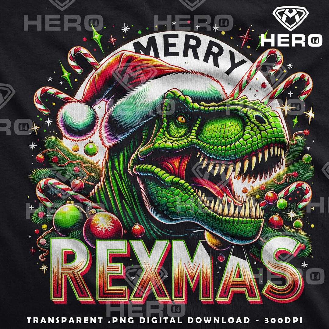Green T-rex Merry Christmas Png Funny Dinosaur Merry Rexmas Dinosaur T ...